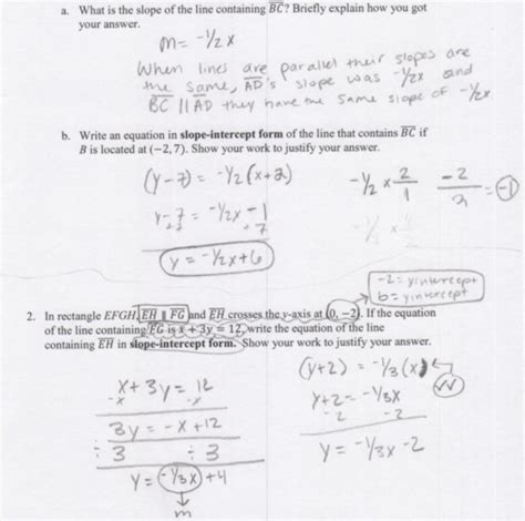 Writing Equations Of Parallel And Perpendicular Lines Worksheet Answers