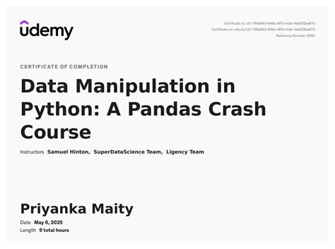 Completed The Data Manipulation In Python A Pandas Crash Course On