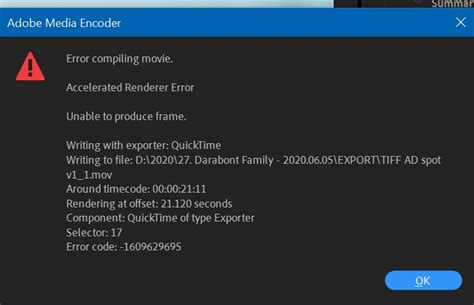 Solved Premiere Cant Export Anything Error Compiling M Adobe