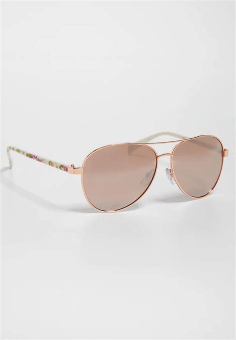 Rose Gold Aviator Sunglasses With Floral Temples Maurices