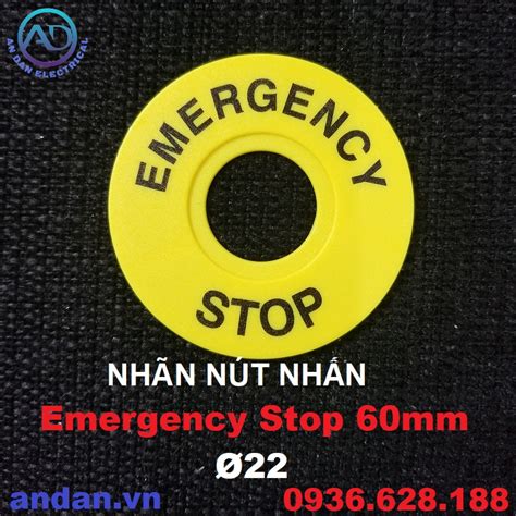 Mác Ghi Tên Gắn Tủ điện Phi 22 Nhãn Nút Nhấn Emergency Stop Chụp Bảo Vệ