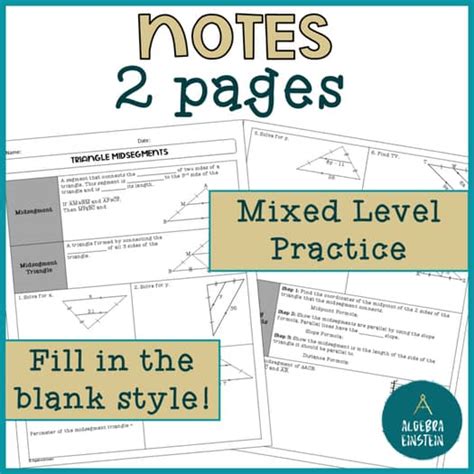 triangle midsegment theorem guided notes and worksheet for geometry