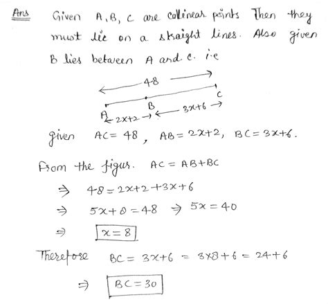 Solved Points A B And C Are Collinear And B Lies Between