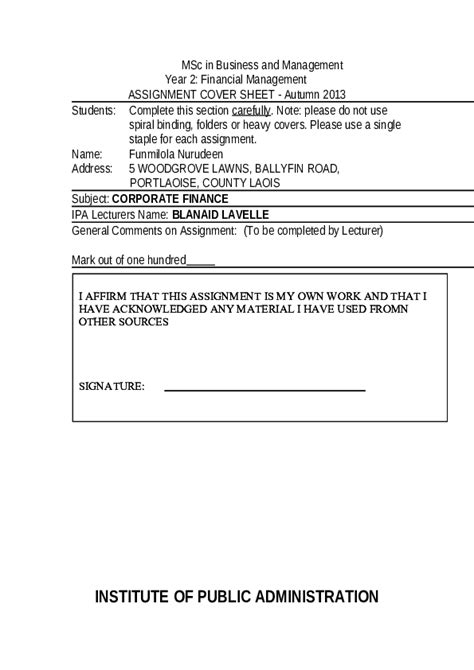 Doc Corporate Finance Assignment Main 1