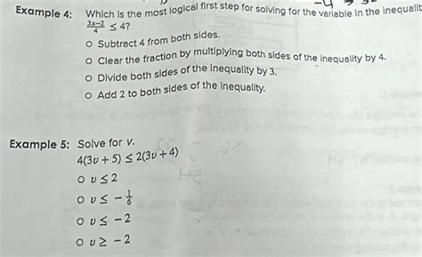 Solved Example 4 Which Is The Most Logical First Step For Solving For