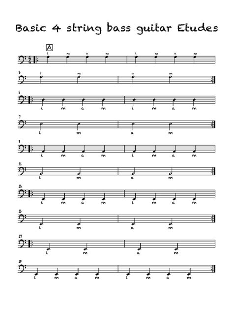 Basic 4 String Bass Guitar Etudes Pdf