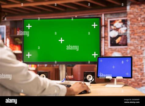 Teleworker Inputting Data On Isolated Screen Pc And Tablet Completing Spreadsheets In Home