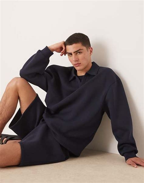 Asos Design Oversized Co Ord Drop Shoulder Sweatshirt With Collar In