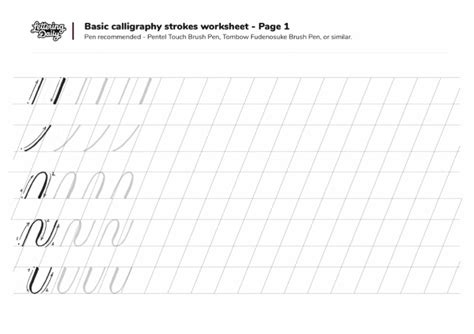 Basic Calligraphy Strokes Worksheet Page 1 Lettering Daily Pdf