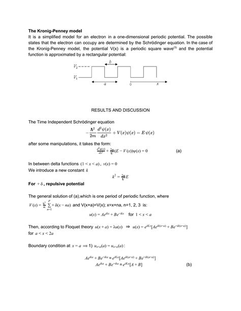 Solution To Schrodinger Equation With Dirac Comb Potential Pdf