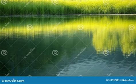 Grass And Water Grass And Reflection Reflection In Water Stock