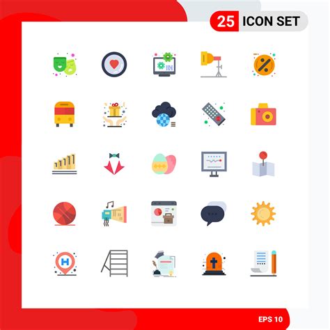 Mobile Interface Flat Color Set Of 25 Pictograms Of Sale Photography