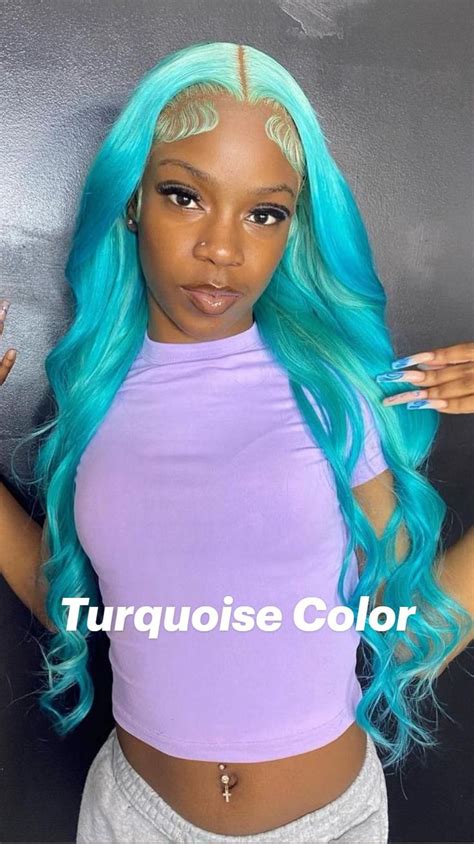 Dream Lace Wig Turquoise Color Pre Colored Lace Frontal Wig Hair