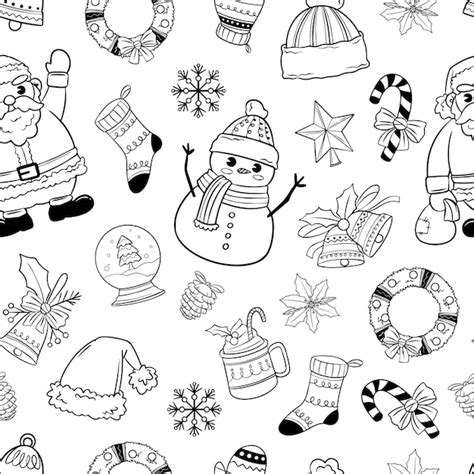 Premium Vector Christmas Hand Drawn Seamless Pattern