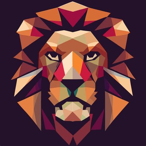 Premium Vector A Lions Head Is A Geometric Design