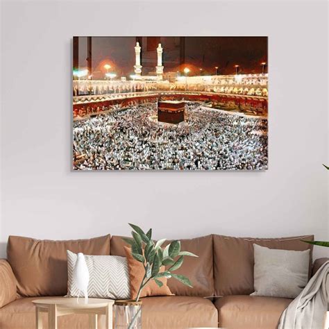 Kaaba Masjid Al Haram Mecca Islamic Wall Art Tempered Glass Etsy Portugal