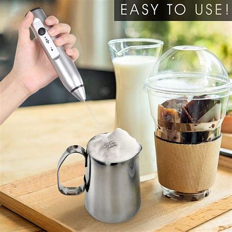 Rechargeable Electric Milk Frother With 2 Whisks Handheld Foam Maker