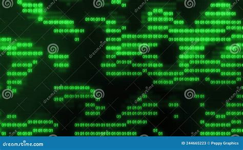 3d Illustration Color Bytes Of Binary Code Flying Through Stock