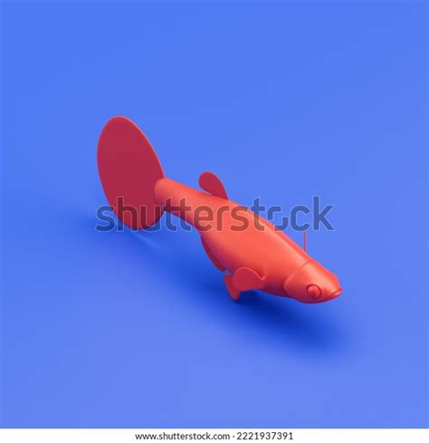 Guppy Monochrome Single Color Fidh Red Stock Illustration 2221937391
