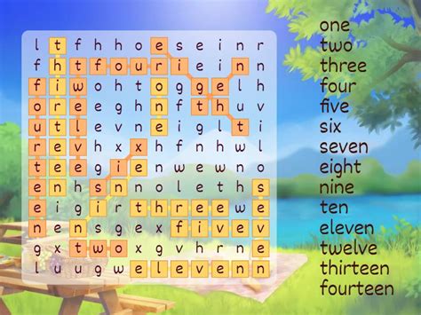 Numbers 1 14 Wordsearch