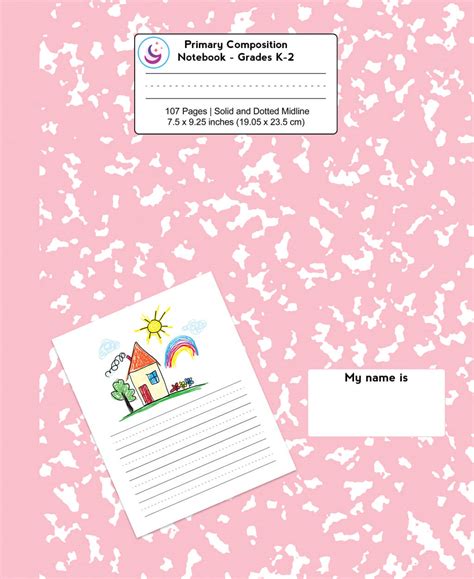 Primary Composition Book Pink Marble Journal Young Dreamers Press