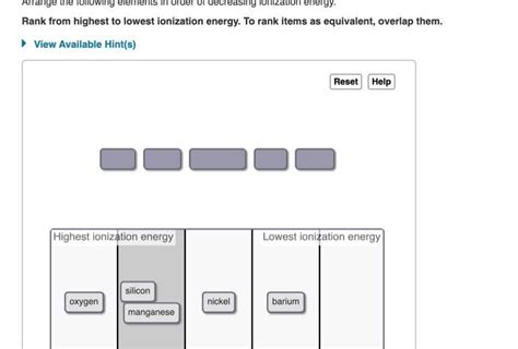 Solved Rank From Highest To Lowest Ionization Energy To