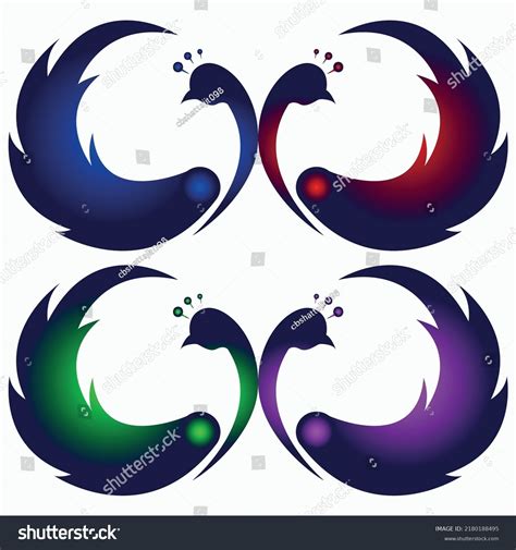 Peacock Icon Gradient Vector Illustration Stock Vector Royalty Free