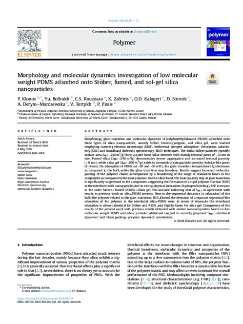 Pdf Morphology And Molecular Dynamics Investigation Of Pdms Adsorbed