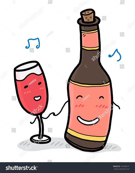 Wine Cartoon Vector Illustration Hand Drawn Stock Vector Royalty Free