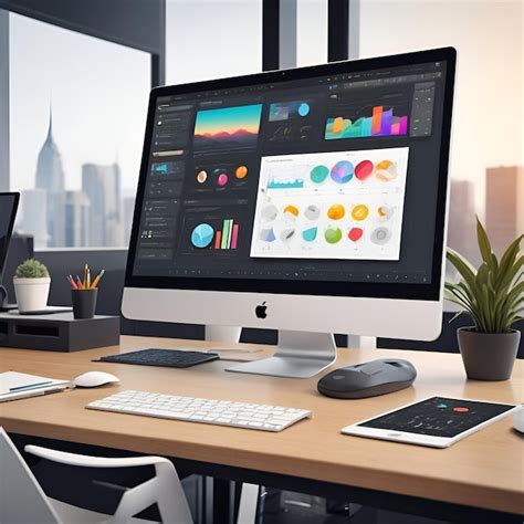 Premium Photo Graphic Design Software Mockup Realistic Desktop