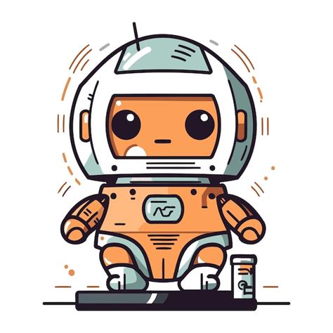 Premium Vector Cute Cartoon Robot Character Vector Illustration In A