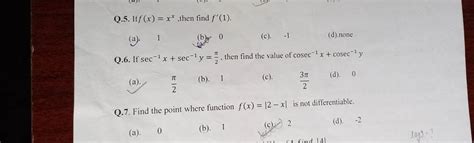 Q 6 If Sec 1 X Sec 1 Y Frac Pi 2 Then Find The Value Of