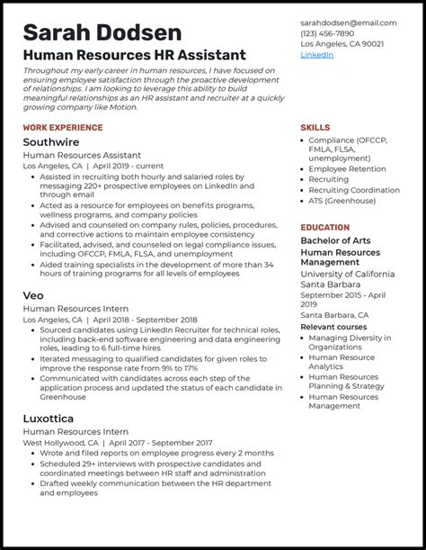 Human Resources Resume Examples 2024 Lorna Malanie