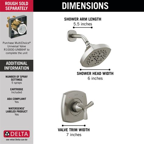 Shower Trim 1o 14s Recertified In Stainless T142766 Ss R Delta Faucet