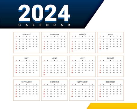 Moderno Modelo De Calendário De Ano Novo De 2024 Um Vetor De Design De