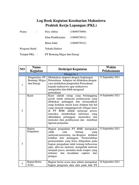 Logbook Pkl Pdf