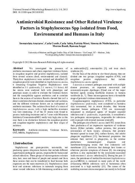 Pdf Antimicrobial Resistance And Other Related Virulence Factors In Staphylococcus Spp