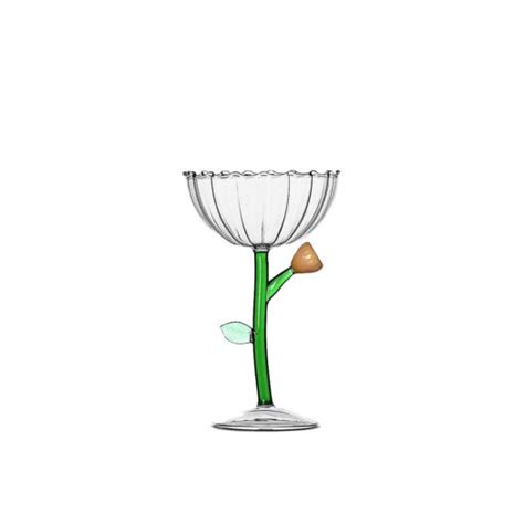 The Botanica Collection Flower Stem Borosilicate Glass Champagne Glass