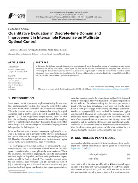 Pdf Quantitative Evaluation In Discrete Time Domain And Improvement