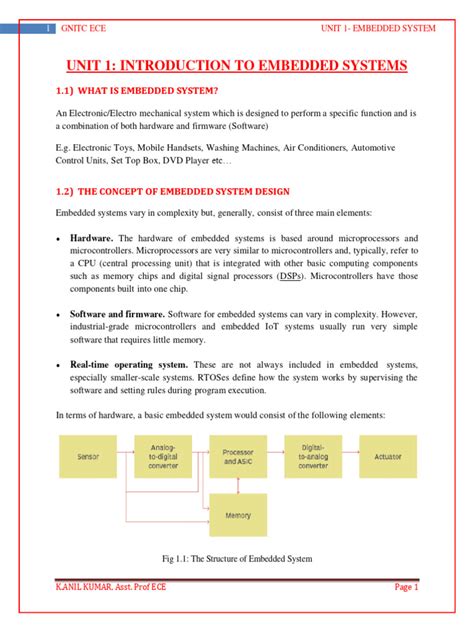 Embedded Systems Unit 1 To Unit 5 Kanil Kumar Pdf Embedded System Microcontroller