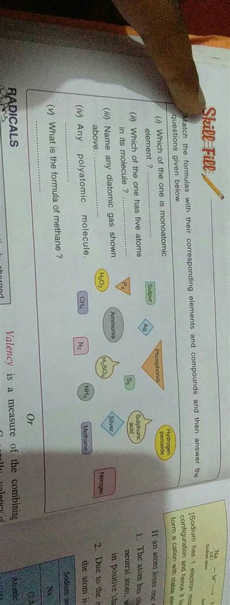 Match The Formulas With Their Corresponding Elements And Compounds And Th