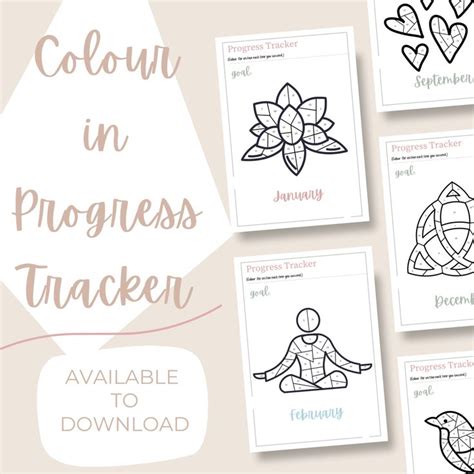 Colour In Progress Tracker Monthly Habit Tracker Downloadable Goal Tracker Project Milestone