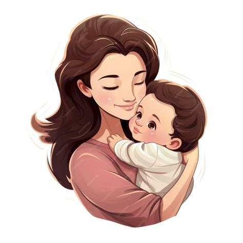 Мама держит ребенка Прозрачный фон Векторная графика Премиум Фото