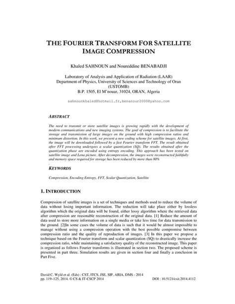 The Fourier Transform For Satellite Image Compression Pdf