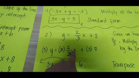 writing linear equation in standard form ax by c youtube