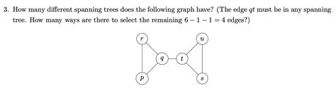 Solved 3 How Many Different Spanning Trees Does The Chegg Com