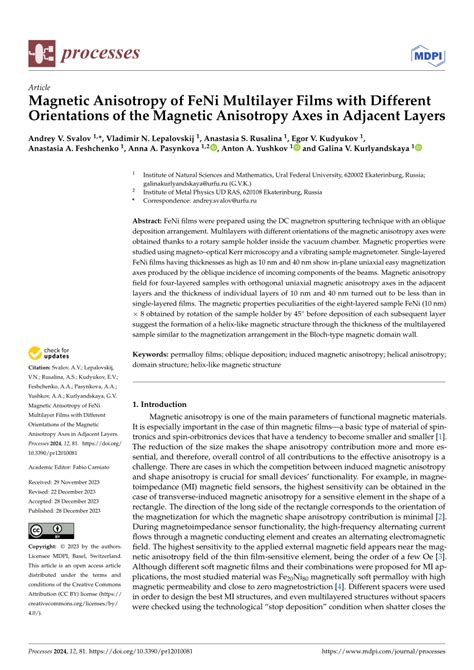 Pdf Magnetic Anisotropy Of Feni Multilayer Films With Different