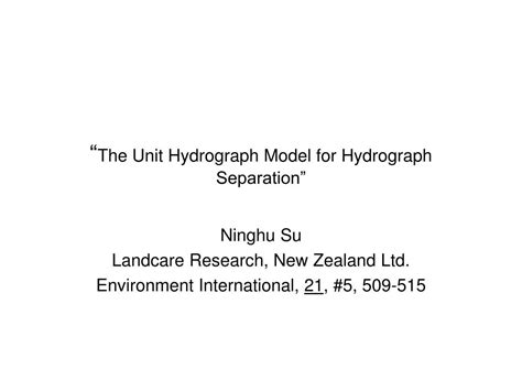 PPT The Unit Hydrograph Model For Hydrograph Separation PowerPoint Presentation ID