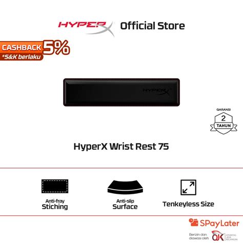 Jual Hyperx Wrist Rest Gaming Keyboard Tenkeyless Size Black Original