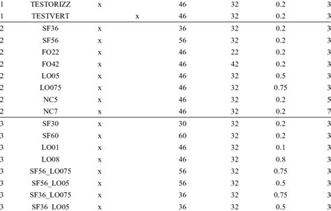 Experimental Campaign Campaign Specimen Code Horizontal Vertical Speed